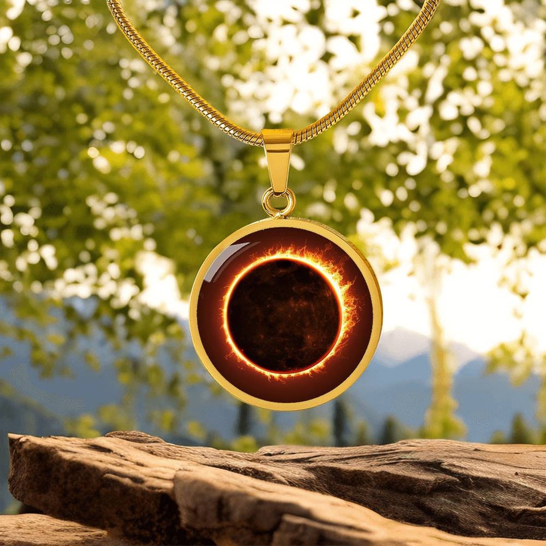 Custom Solar Eclipse 2024 Pendant Necklace | Personalized Celestial ...
