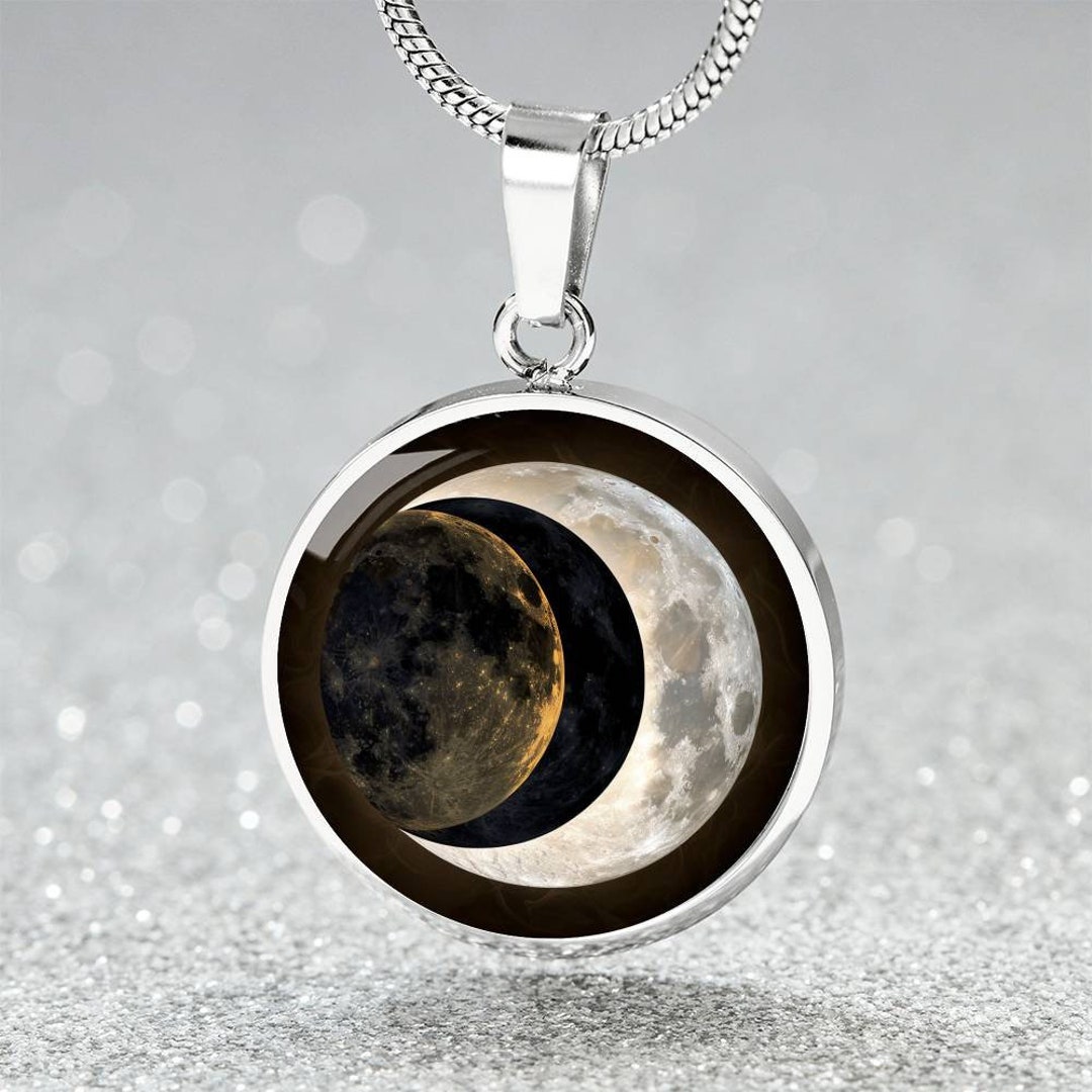 Personalized Total Solar Eclipse 2024 Moonphases Pendant Custom Lunar ...
