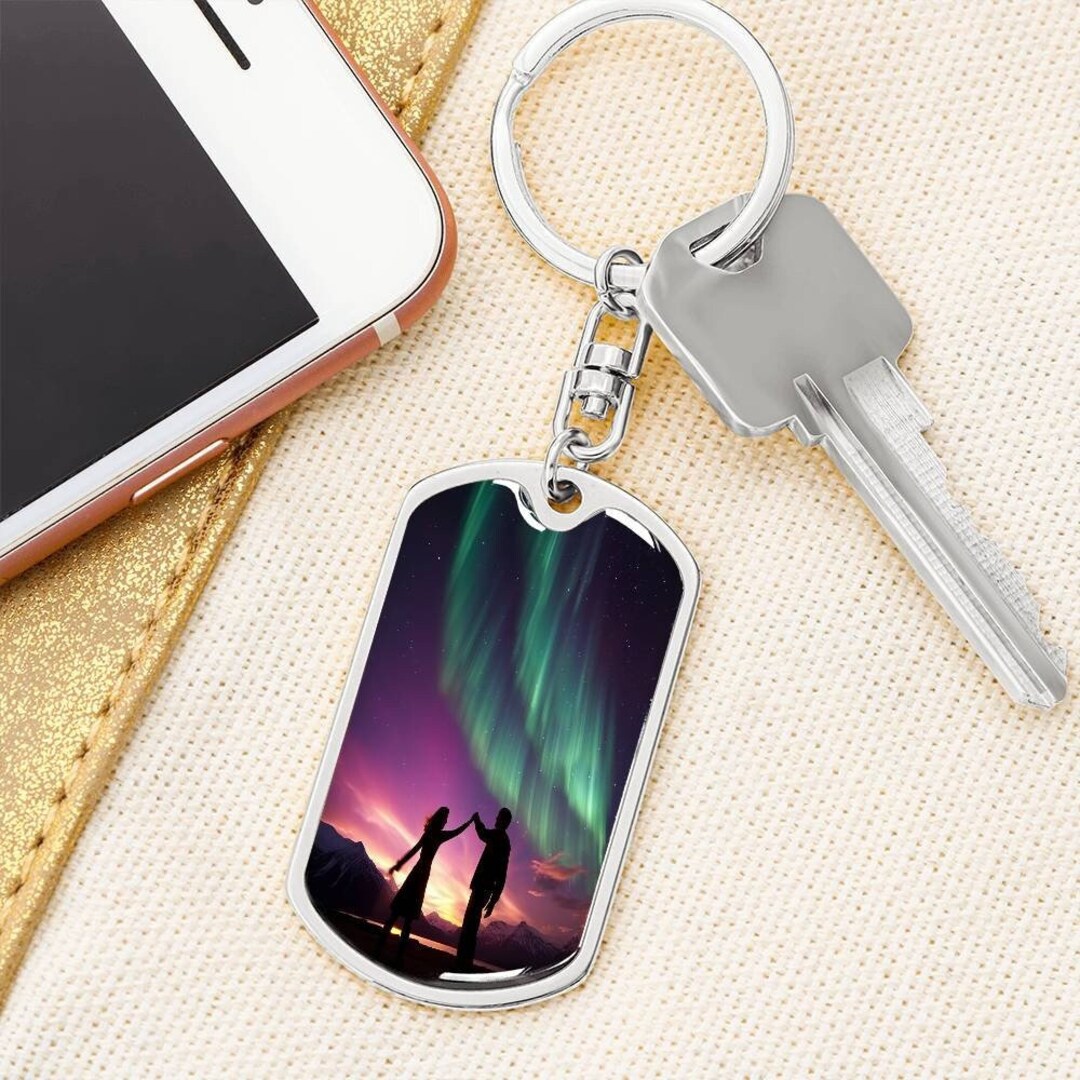 Personalized Aurora Borealis Alaska Gift Keychain | Custom Northern ...