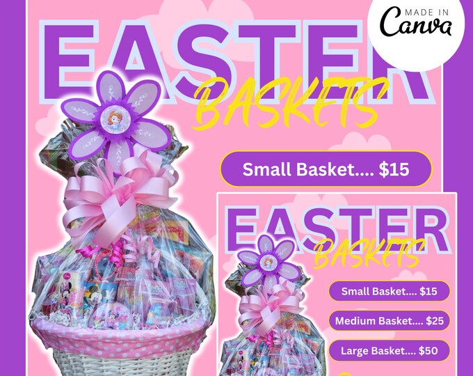Editable Canva March Easter Basket Flyer Template - Etsy