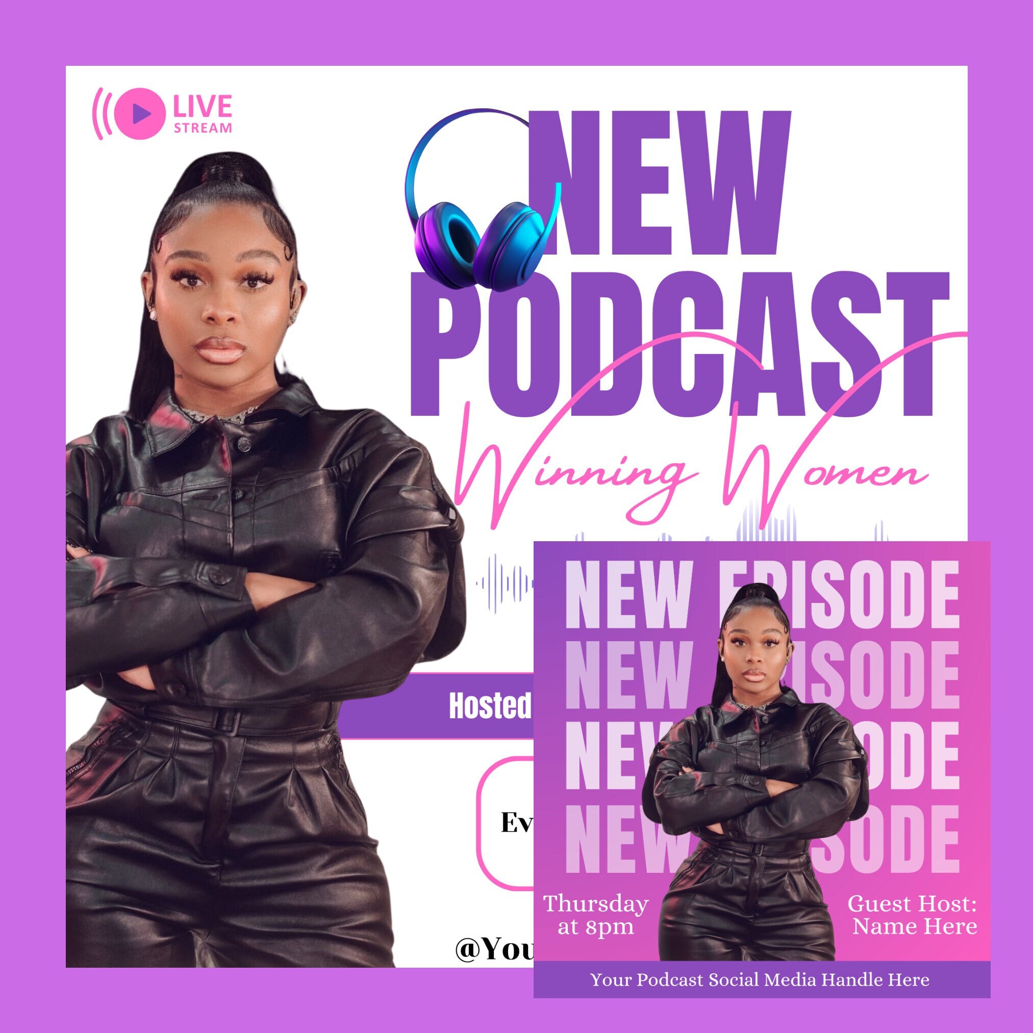 Editable Canva Podcast Bundle Event Live Stream Flyer Template - Etsy