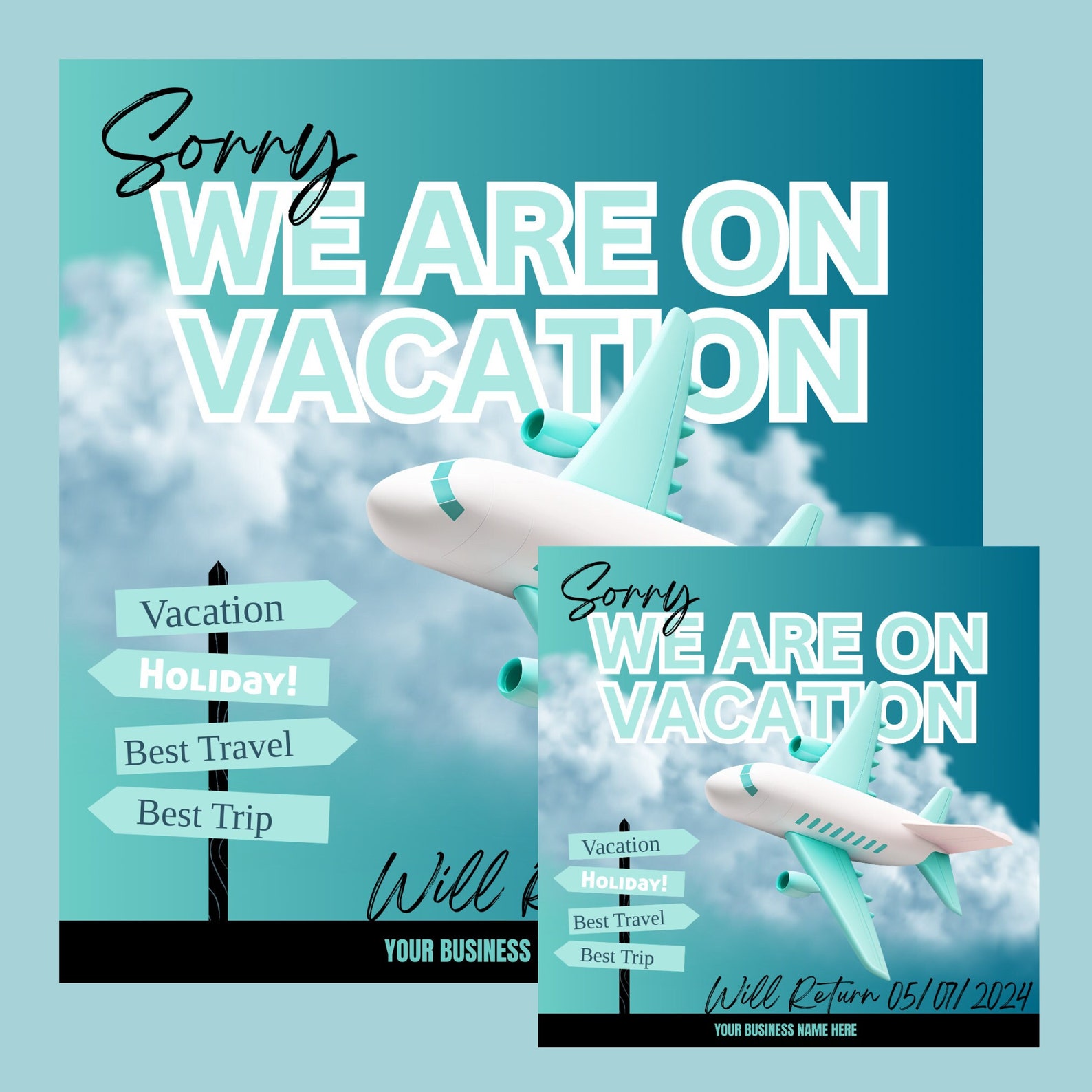 Editable Canva Vacation Sorry We Are Closed Flyer Template - Etsy