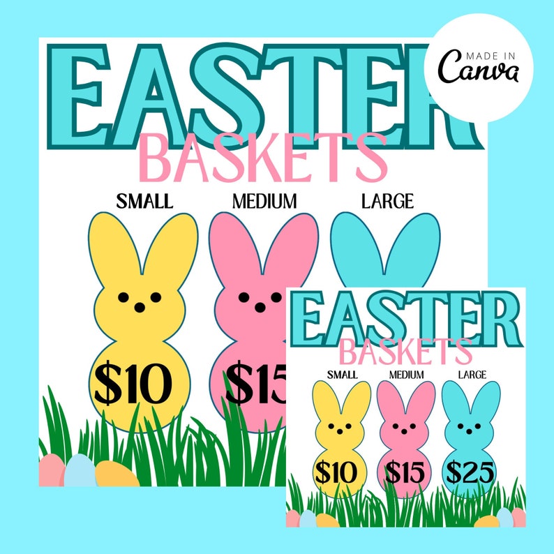Editable Canva Easter Basket Bunny Flyer Template - Etsy