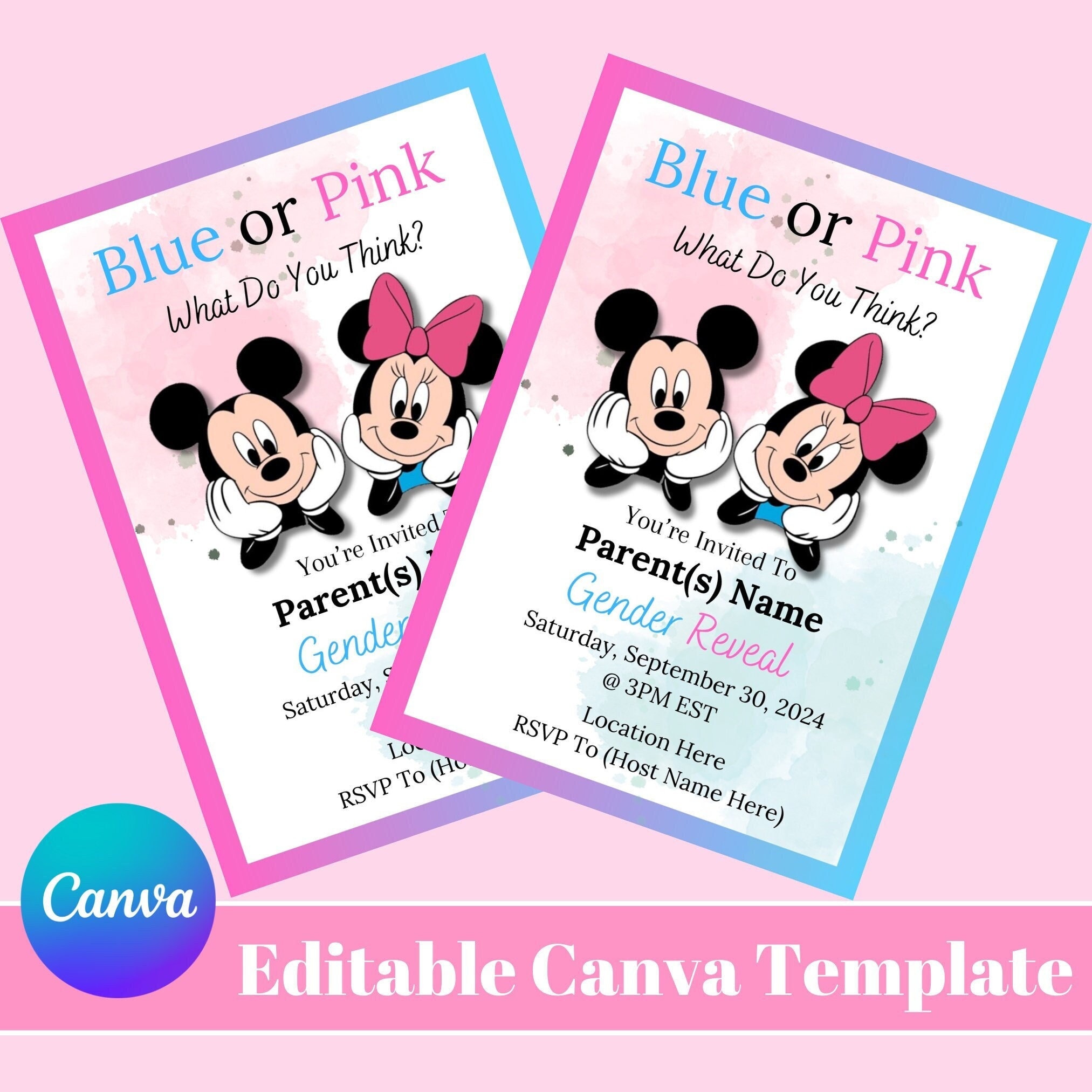 Minnie & Mickey Gender Reveal Party Invitation - Etsy