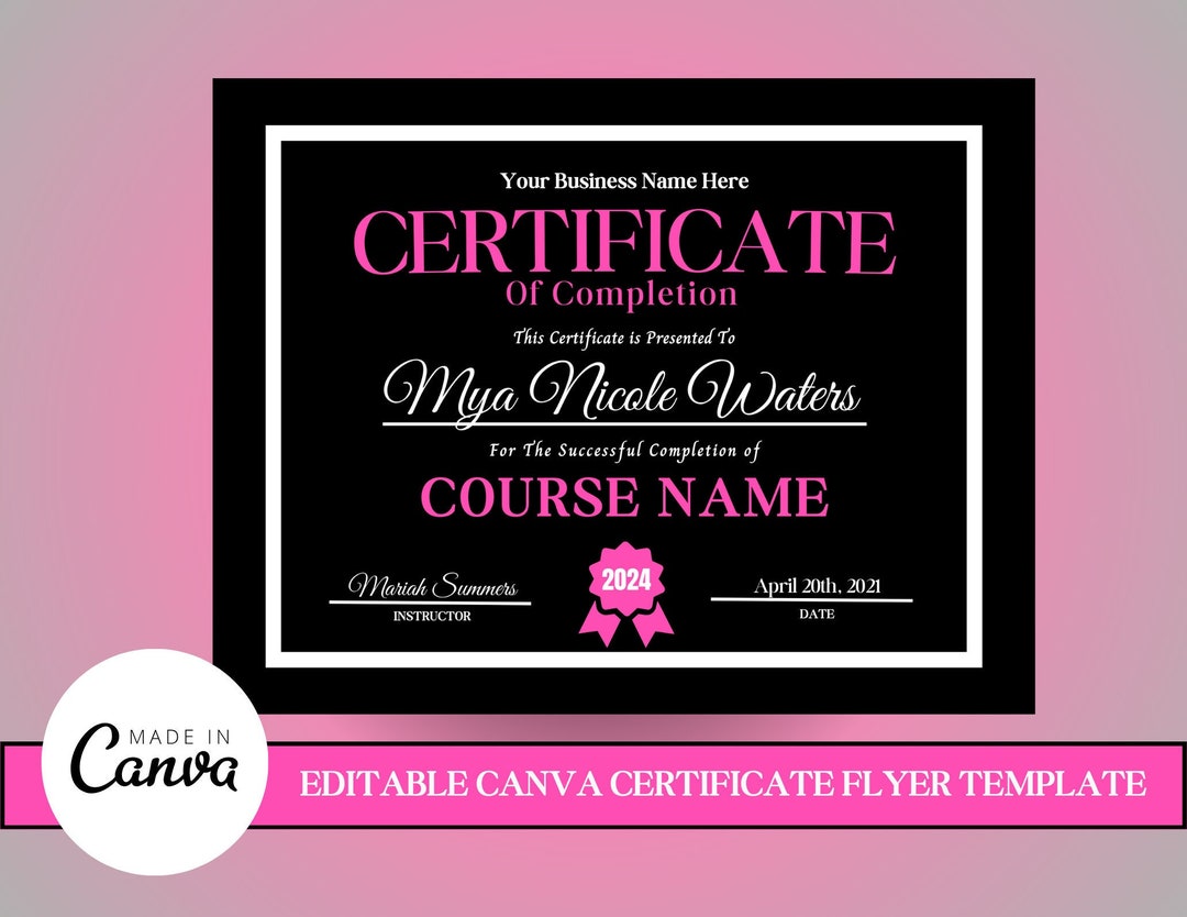 Editable Canva Certificate Flyer Template - Etsy