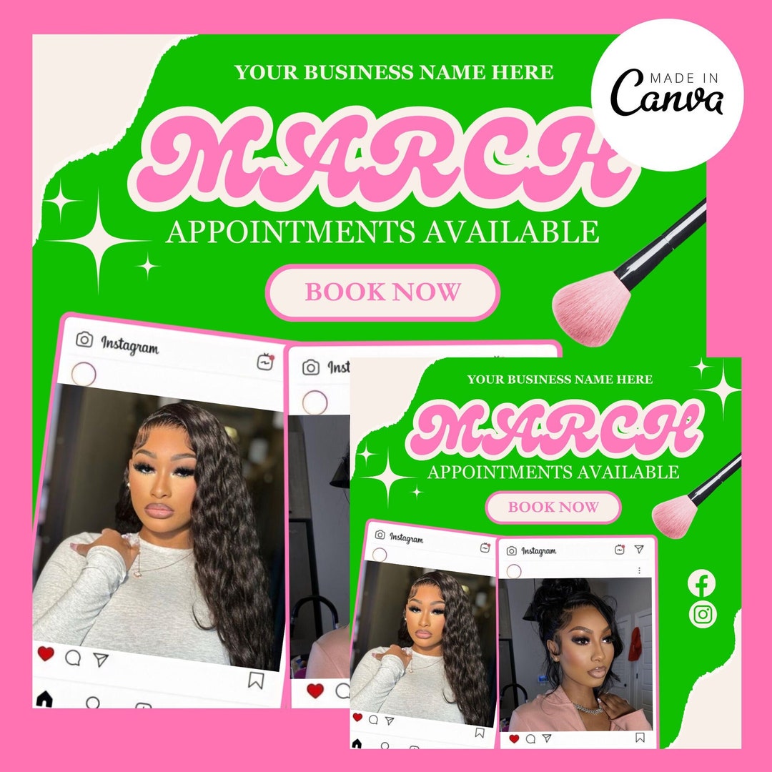 Editable Canva Pro March Booking Flyer Template - Etsy