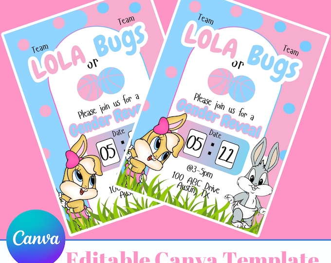 Lola or Bugs Gender Reveal Party Invitation Flyer Template - Etsy