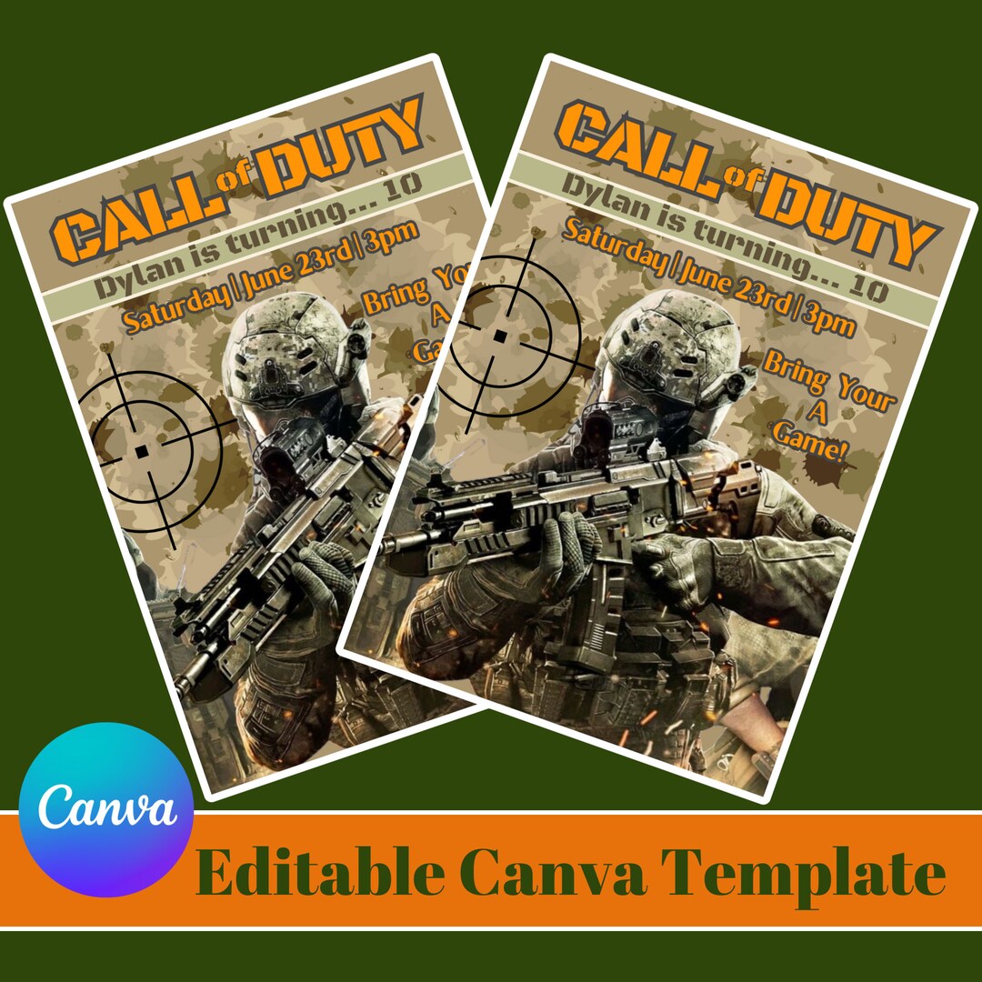 Editable Canva Call of Duty Birthday Party Flyer Template - Etsy