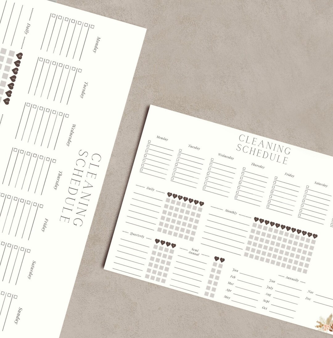 Editable Weekly, Monthly, Annual Cleaning Schedule. Minimalist & Boho ...