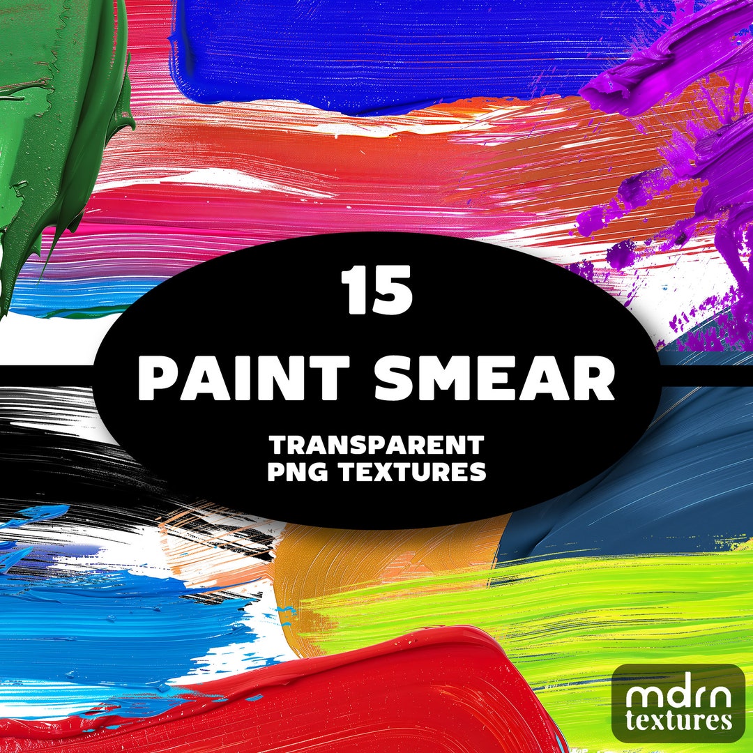 Paint Smear Textures | Transparent Digital Paper for Backgrounds ...