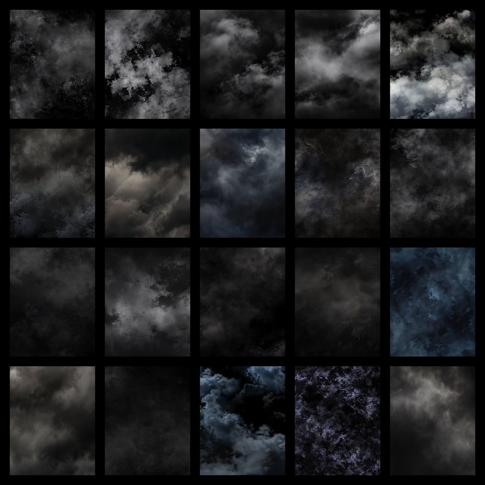 Cloudy Black Textures | Digital Paper for Backgrounds, Backdrops ...