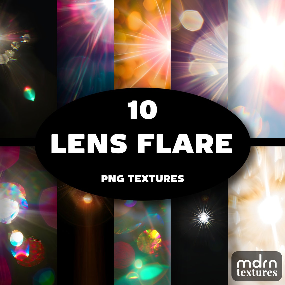 Lens Flare Textures | Digital Paper for Backgrounds, Overlays, Photo ...
