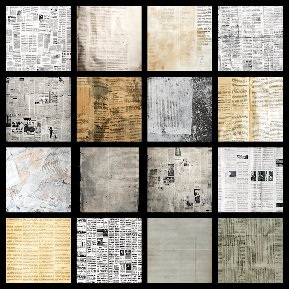 Newspaper Textures | Digital Paper for Backgrounds, Overlays, Photo ...