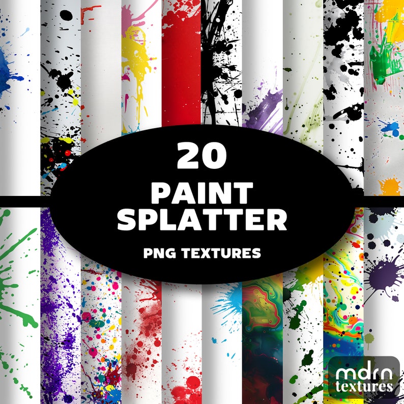 Paint Splatter Textures | Digital Paper for Backgrounds, Overlays ...