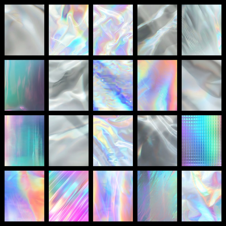 Holograph Textures Digital Paper for Backgrounds, Overlays, Photo Edits ...