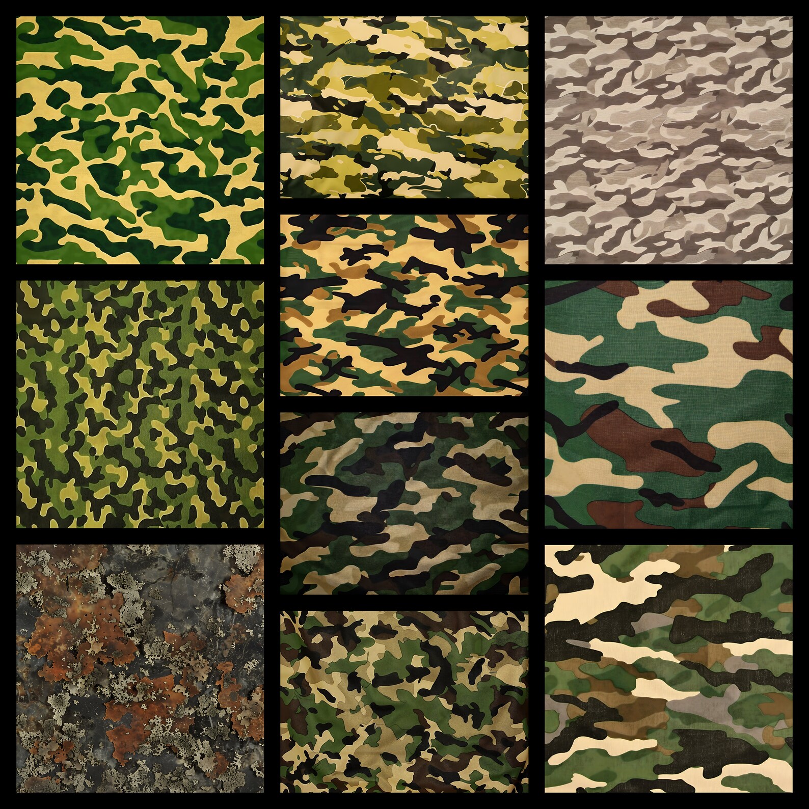 Camouflage Textures | Digital Paper for Backgrounds, Overlays, Photo ...