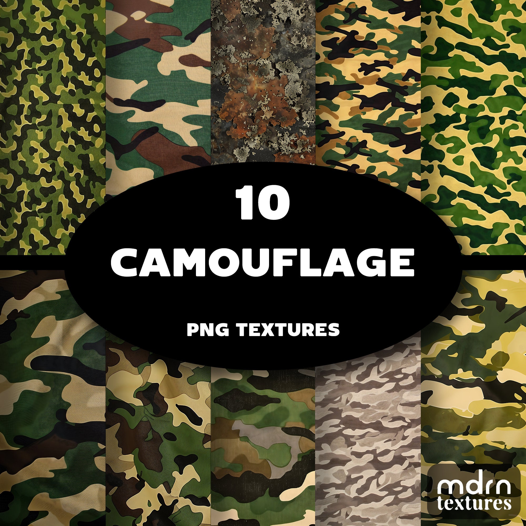 Camouflage Textures | Digital Paper for Backgrounds, Overlays, Photo ...