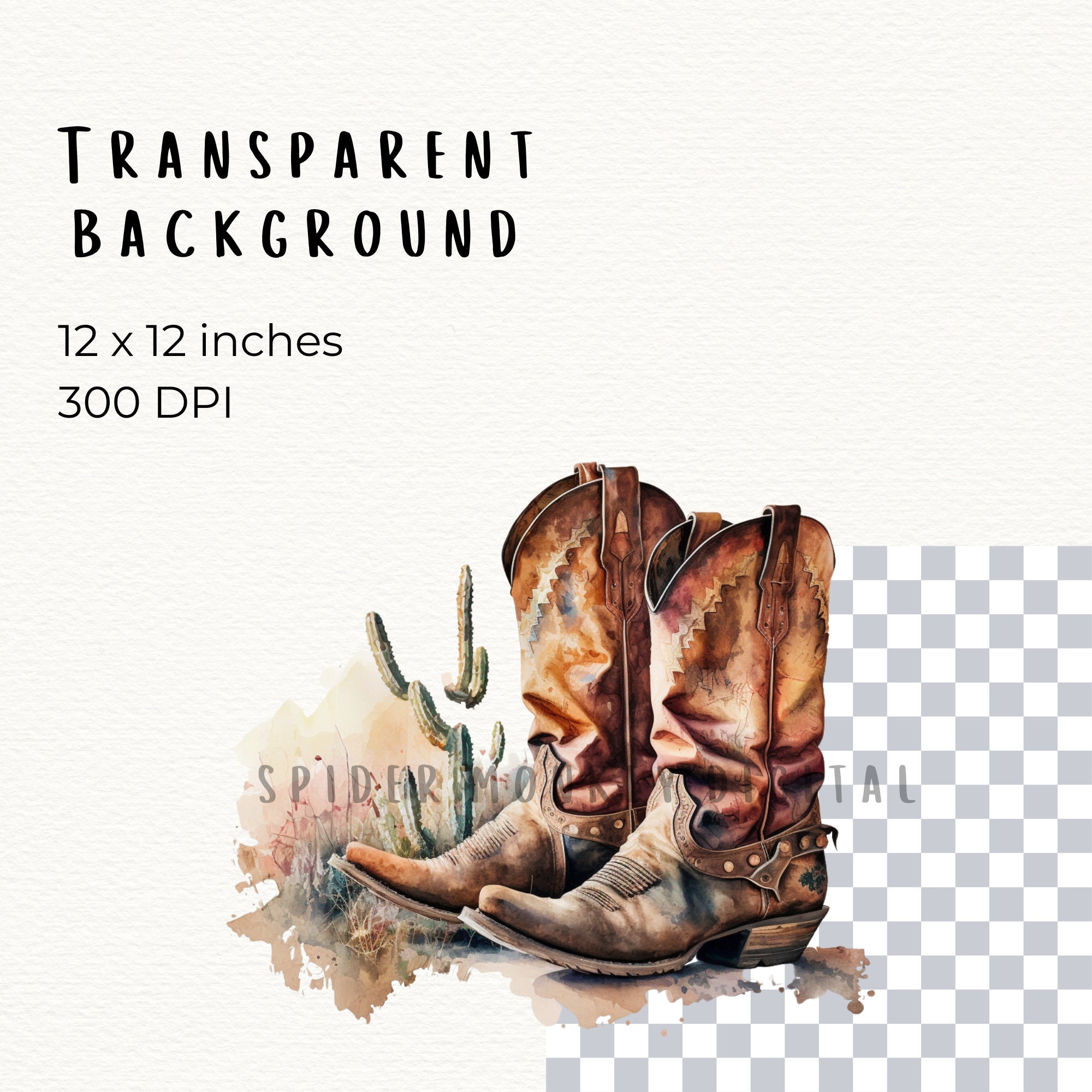 Cowboy Cowgirl Boots Watercolor Clipart Bundle Cowgirl Boots ...