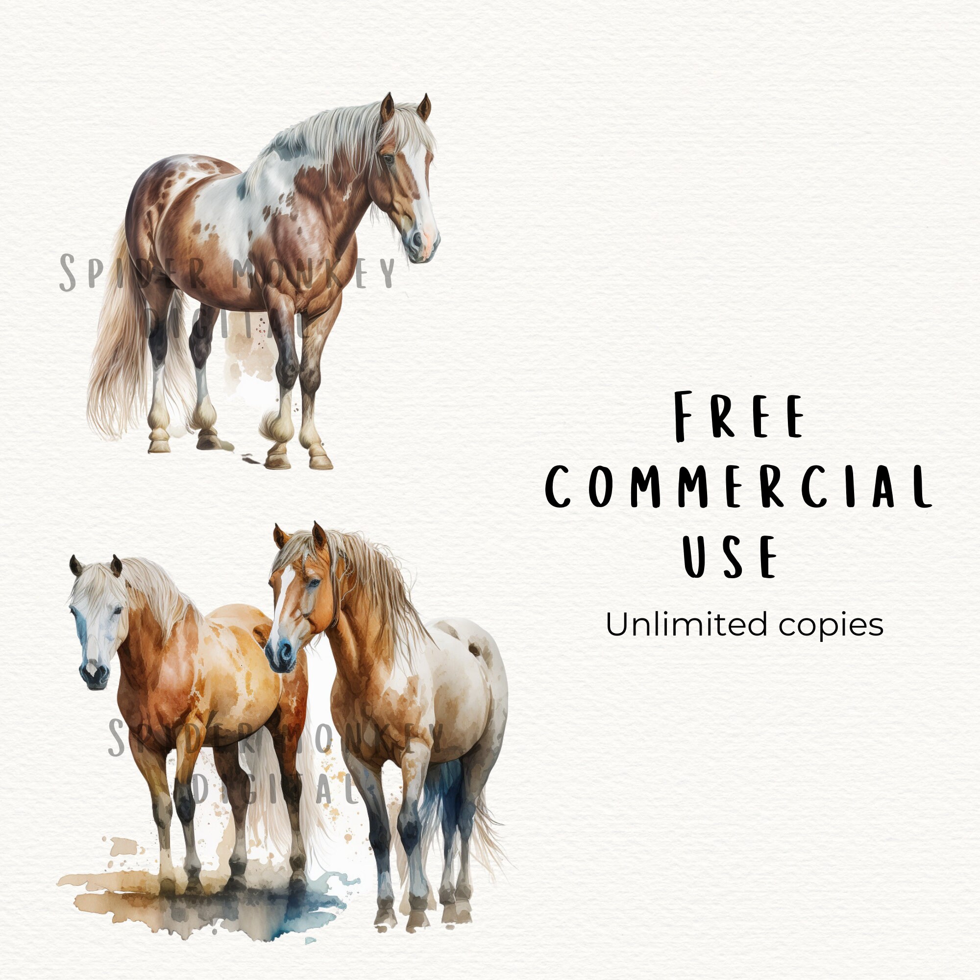 6 X Horse Illustration Farm Clipart Watercolour Art 300 - Etsy