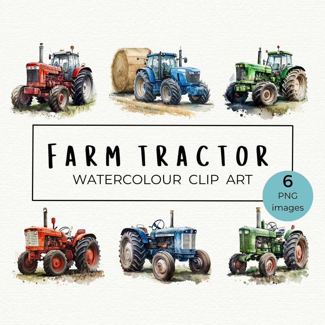 Tractor Watercolour Clipart Farm Tractor Watercolour - Etsy
