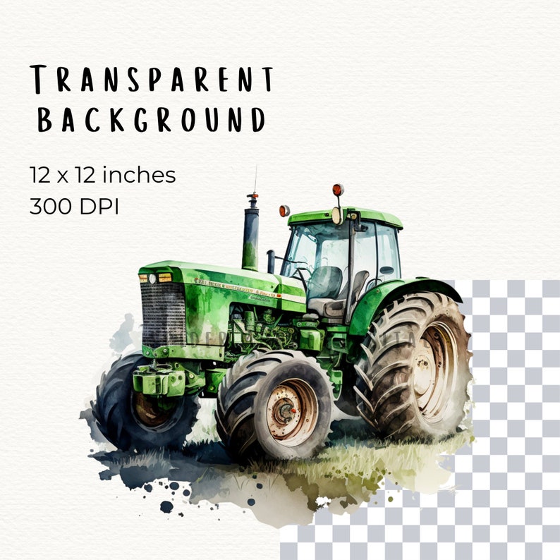 Tractor Watercolour Clipart Farm Tractor Watercolour Illustration ...