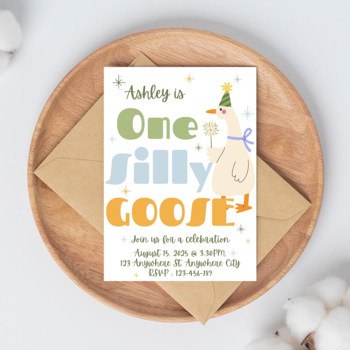 One Silly Goose Birthday Invitation | Editable Canva Template - Etsy
