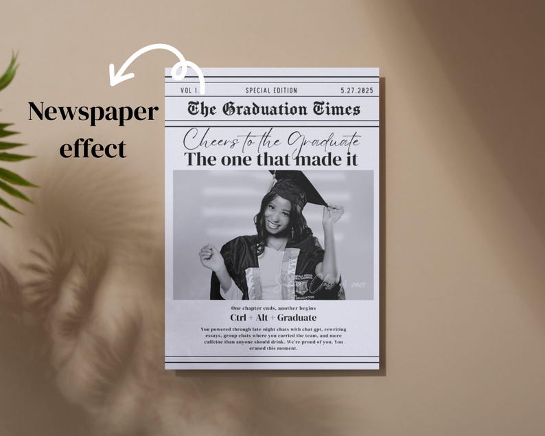 Graduation Newspaper Bouquet Wrap | Editable Template (digital Download ...