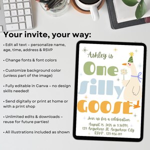 One Silly Goose Birthday Invitation | Editable Canva Template - Etsy