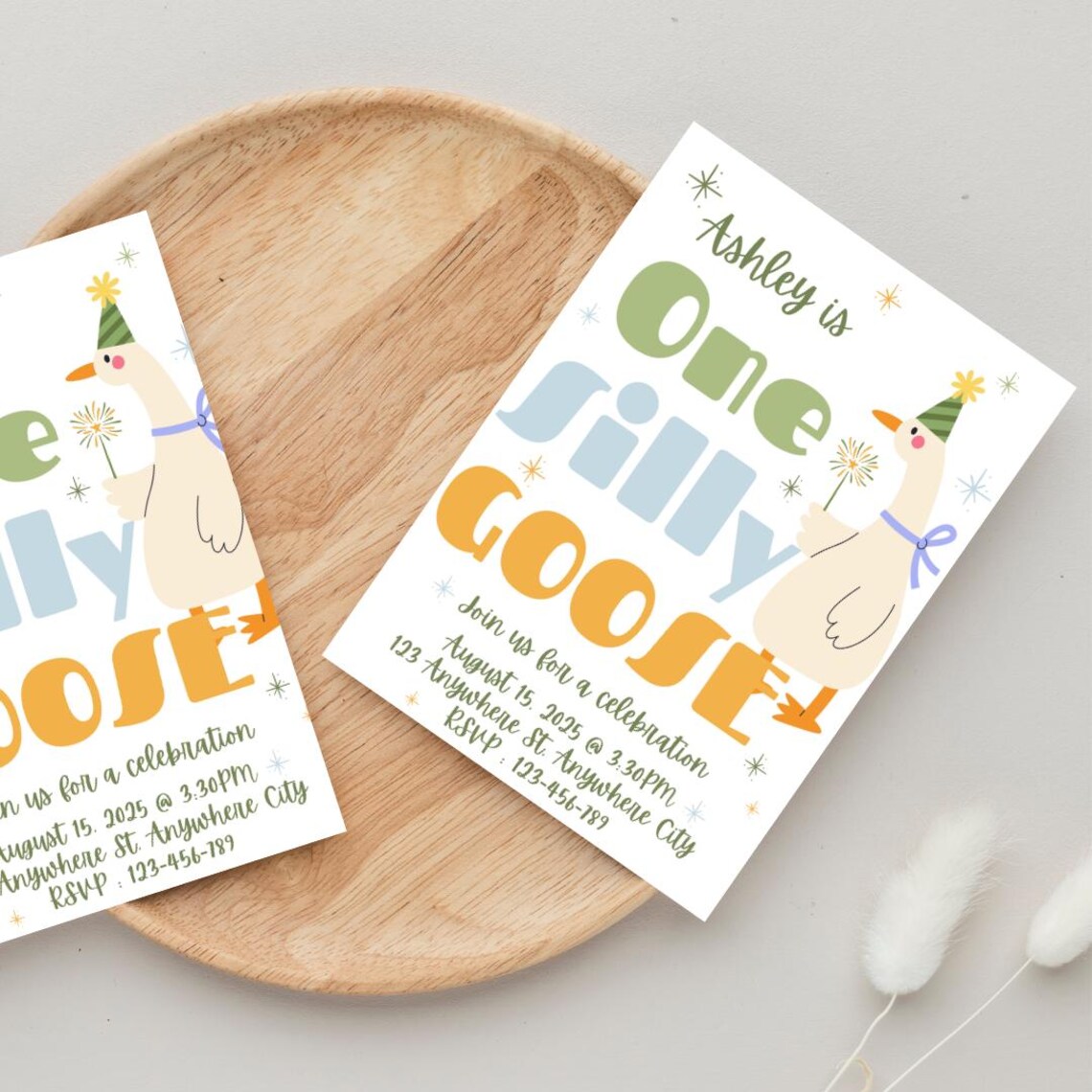 One Silly Goose Birthday Invitation | Editable Canva Template - Etsy