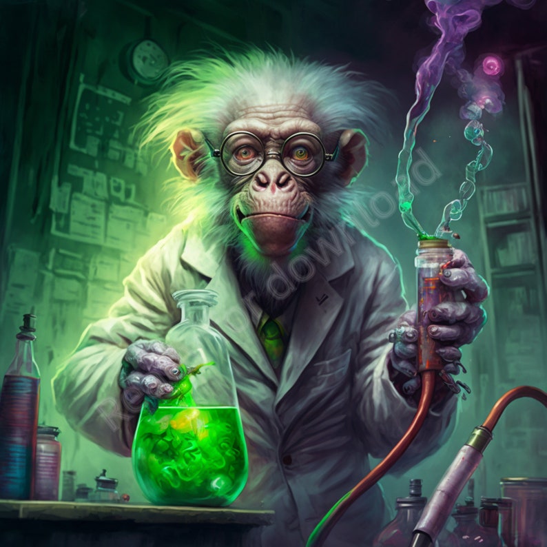 Mad Scientist Digital Download, Magical Potions, Ape Monkey Human ...