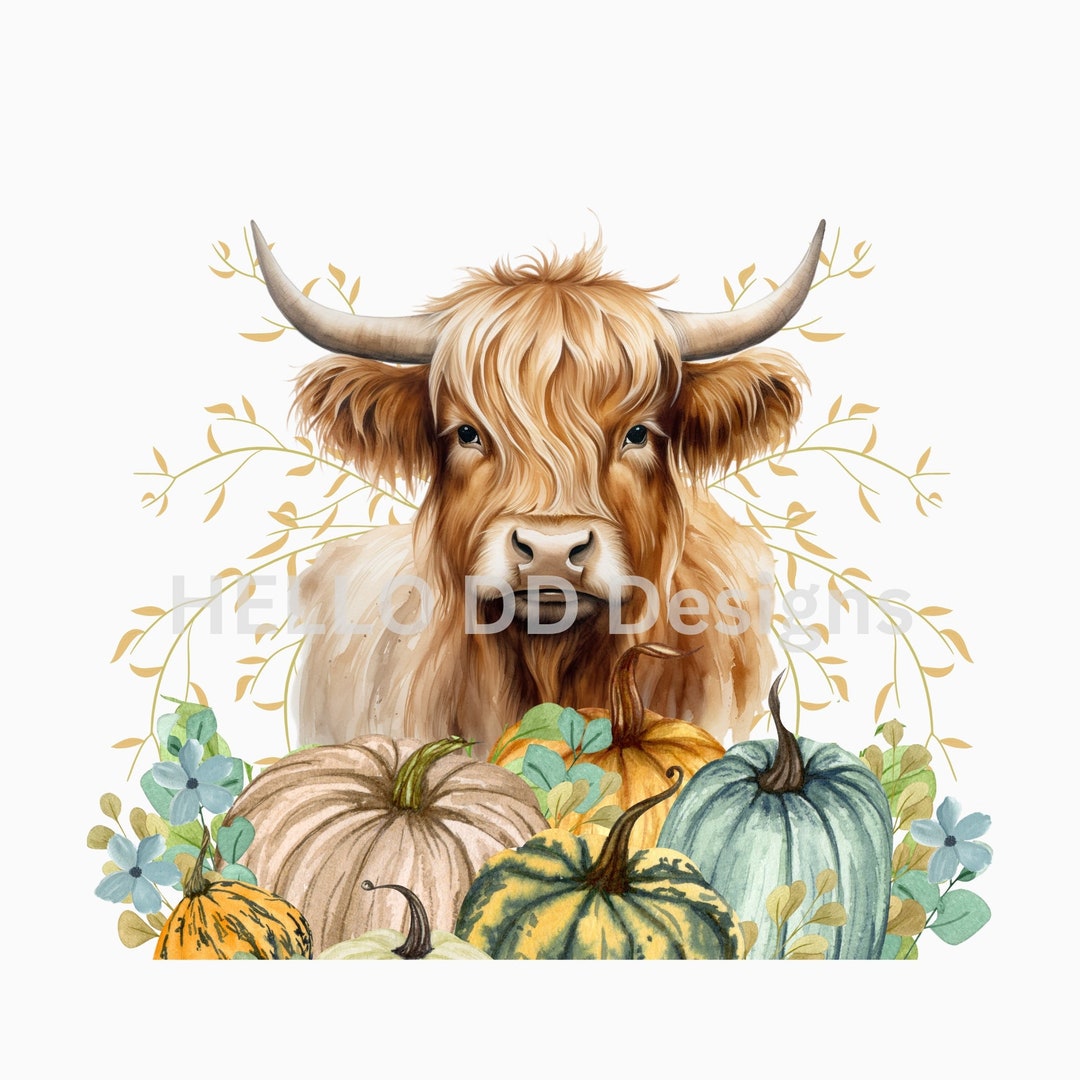 Highland Cow Fall Design PNG Fall Sublimations, Western Cow Sublimation ...