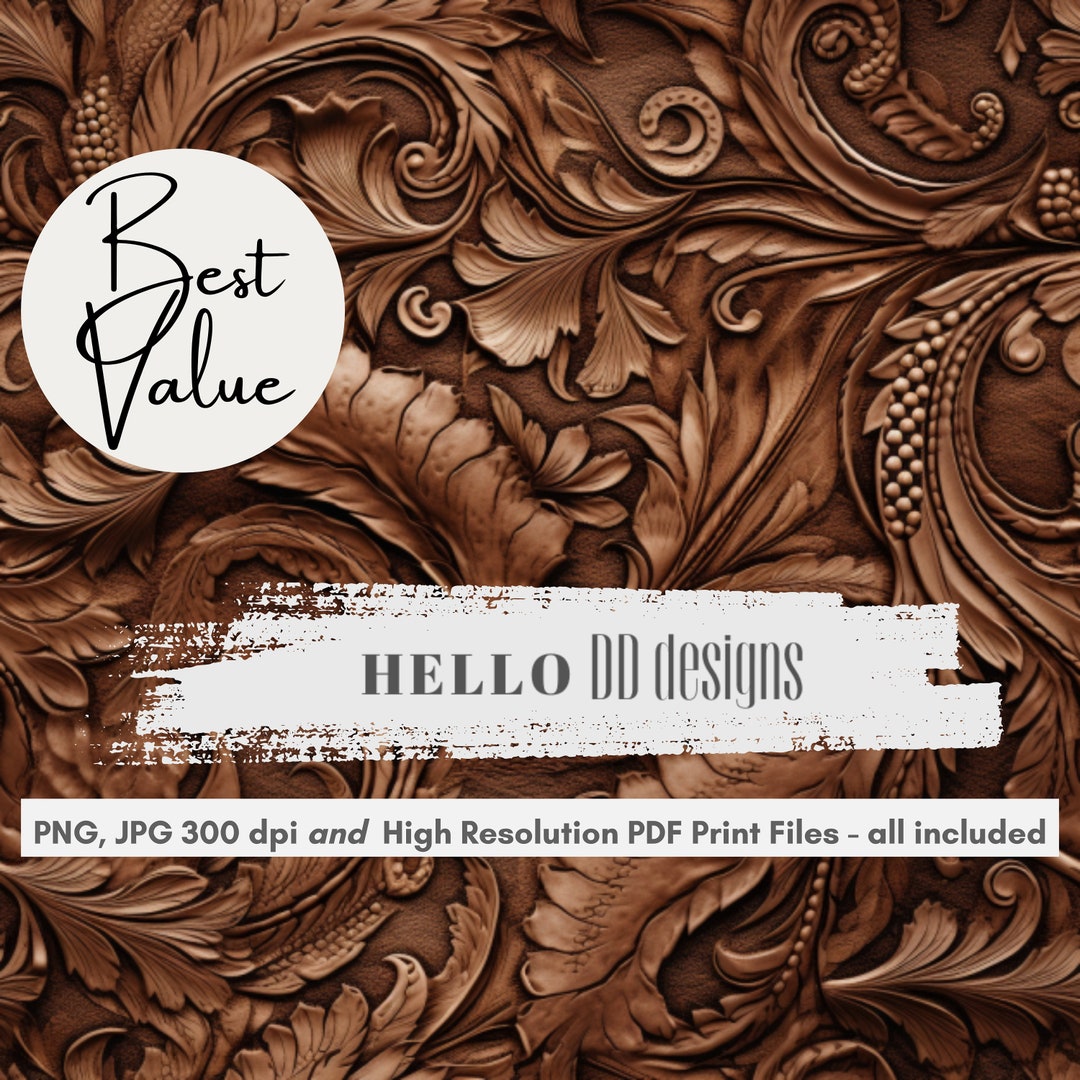 Tooled Leather PNG, Leather Digital Paper, Seamless Pattern, Digital ...