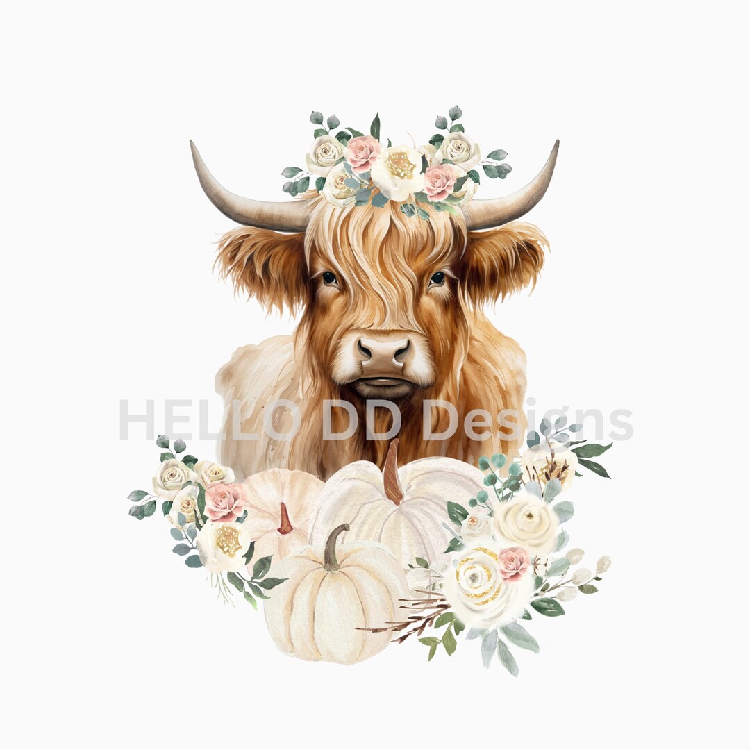Highland Cow Fall Design PNG Fall Sublimations, Western Cow Sublimation ...