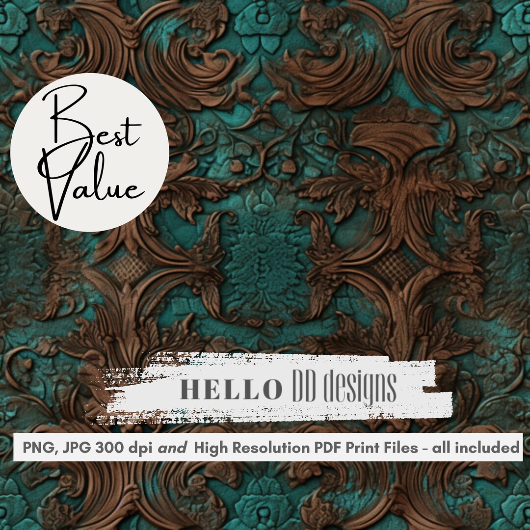 Tooled Leather PNG, Seamless Embossed Leather Digital Paper, Seamless ...