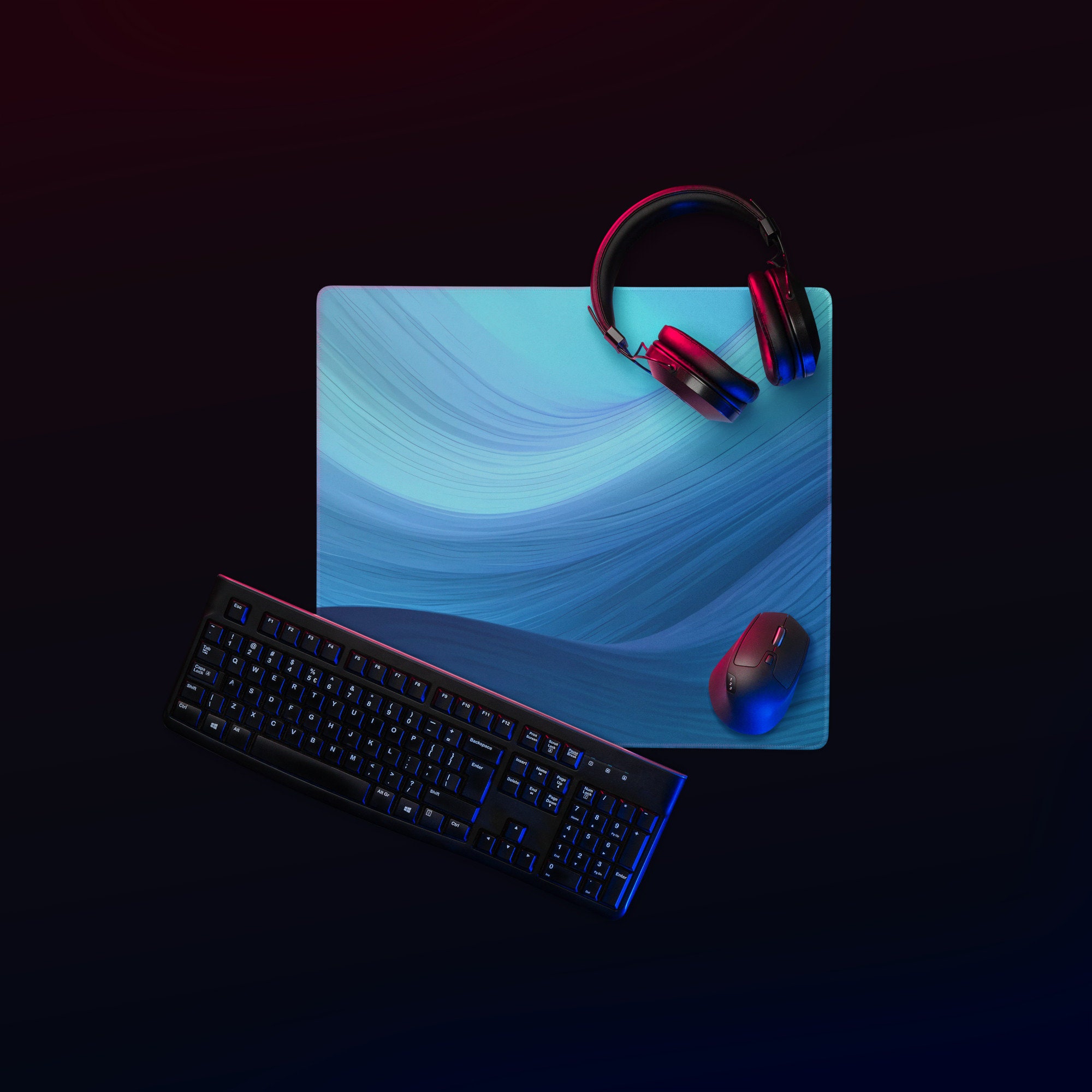 Blue Abstract Waves Mouse Pad Abstract Mousepad Big Gaming - Etsy