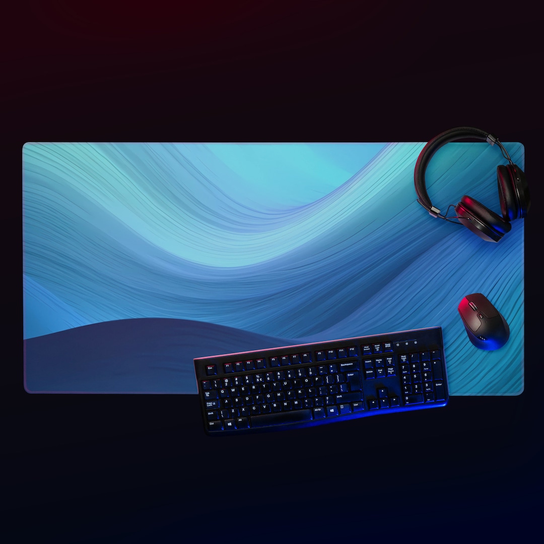 Blue Abstract Waves Mouse Pad Abstract Mousepad Big Gaming XXL Mouse ...