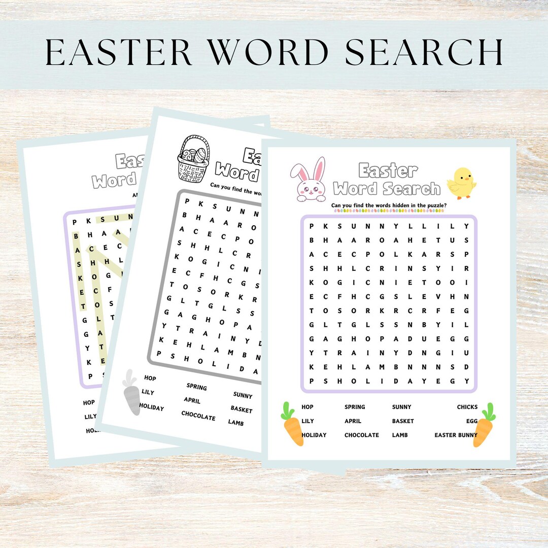 Fun Easter Word Search Puzzle for Kids – Holiday Activity, Springtime ...