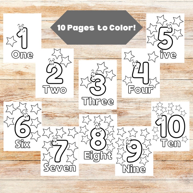 1 10 Numbers Printable Coloring Page Worksheets for - Etsy