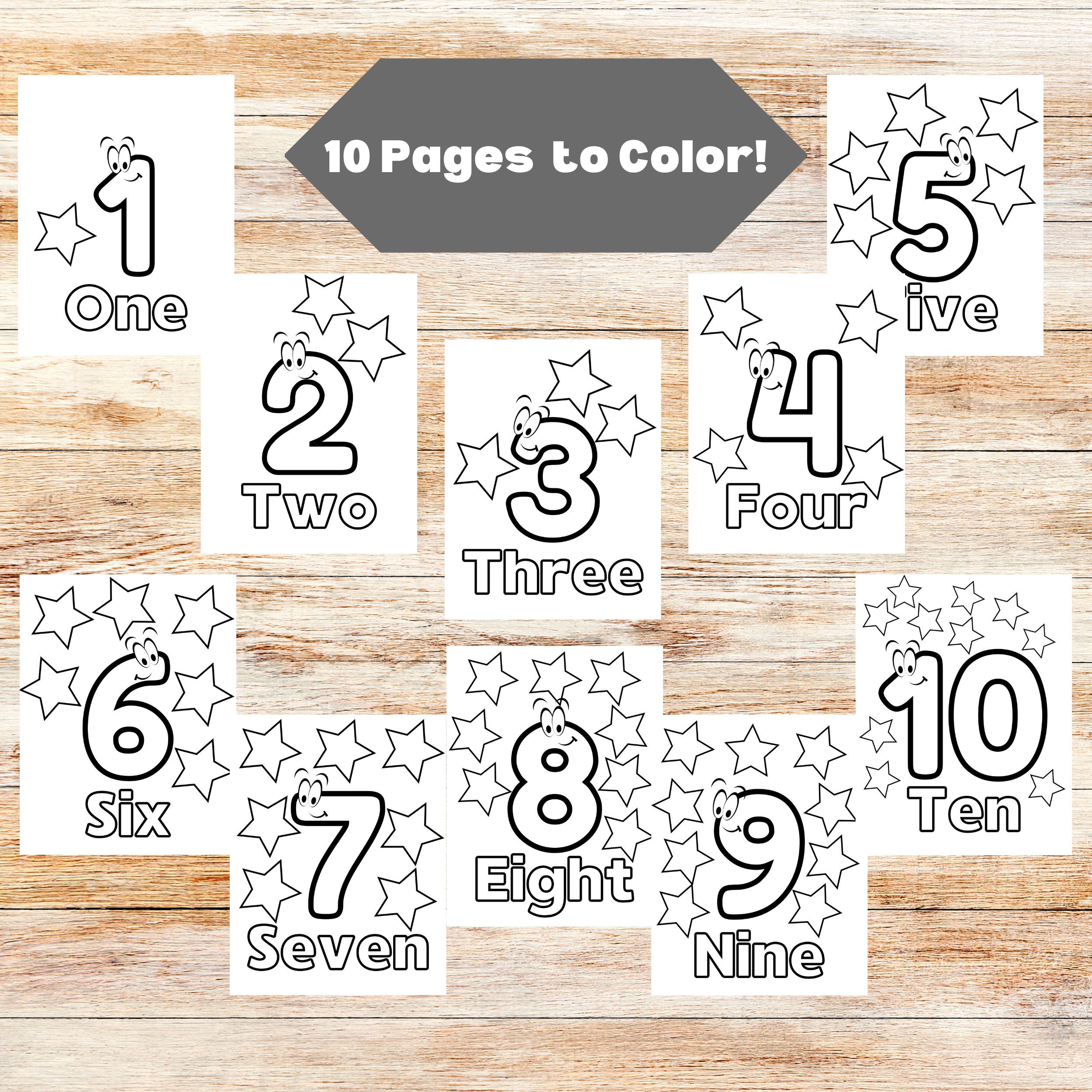 1 10 Numbers Printable Coloring Page Worksheets for - Etsy