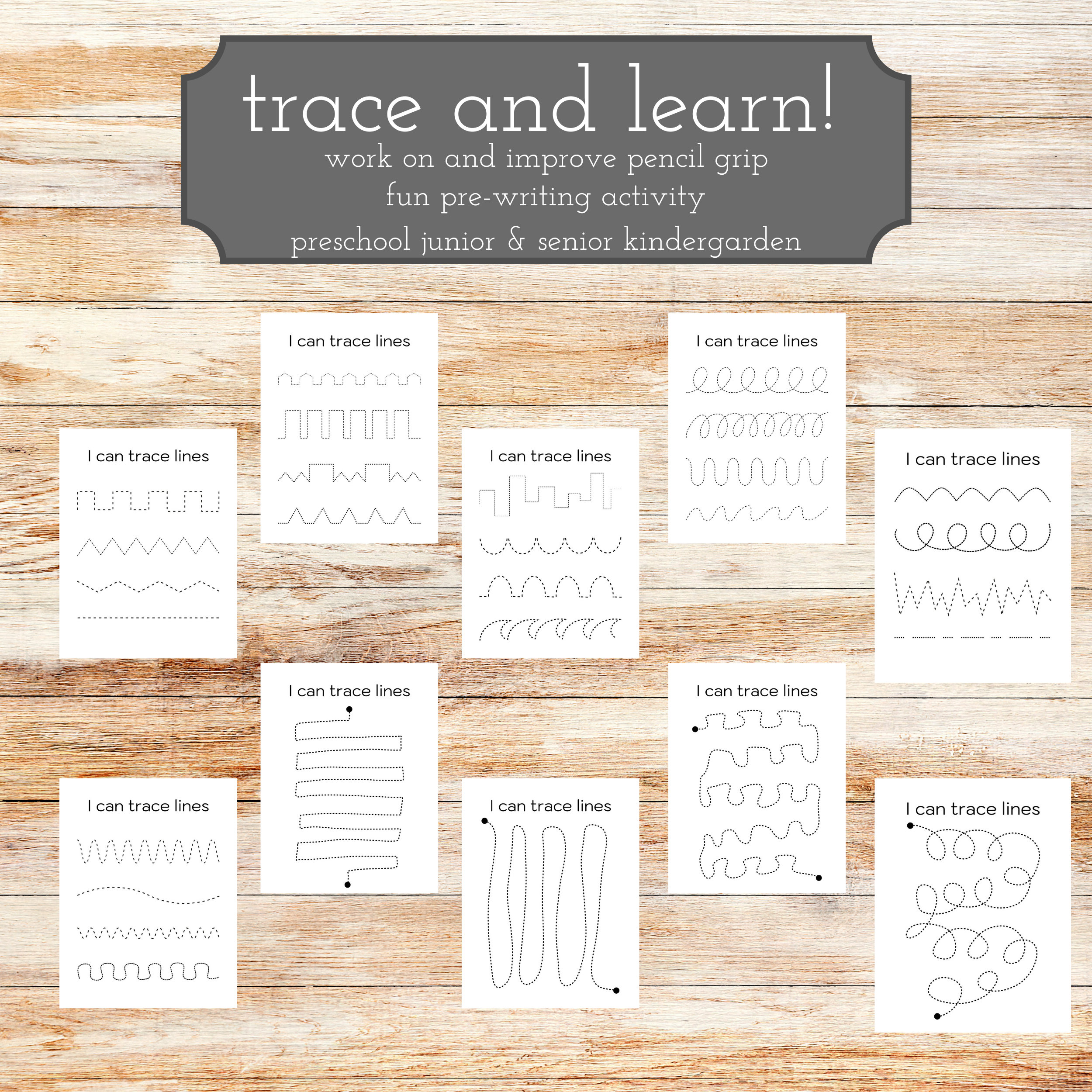 Line Tracing Worksheets for Preschool Pre Handwriting - Etsy