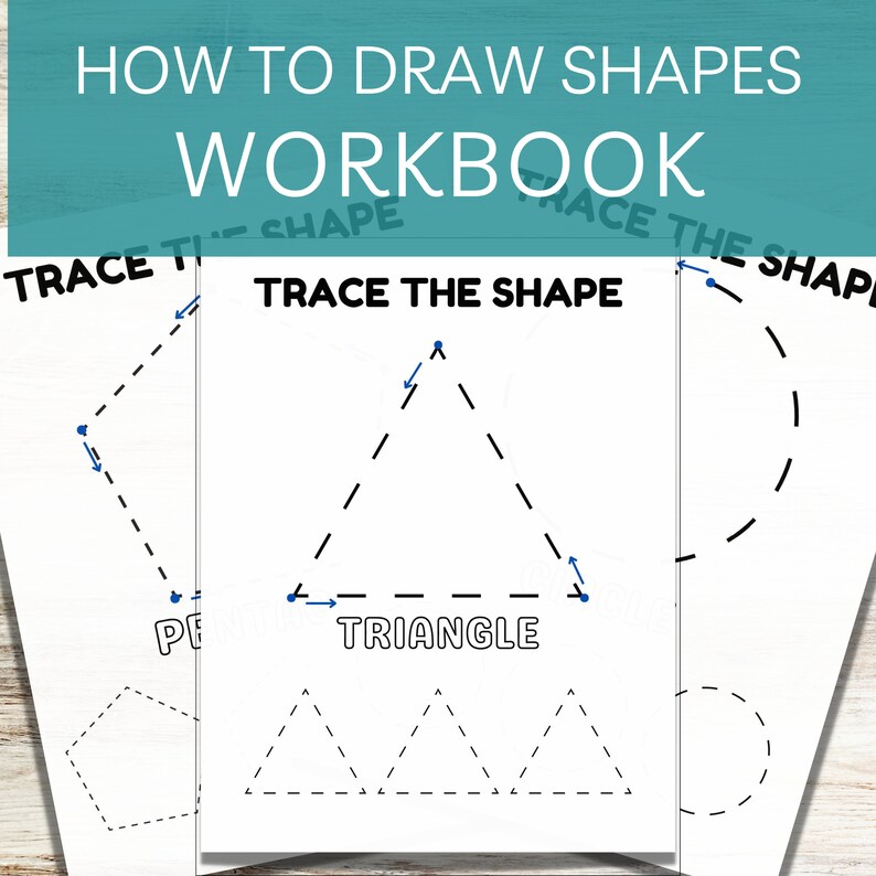 10 Printable Shape Tracing Worksheets, Geometric Shapes for Preschool ...