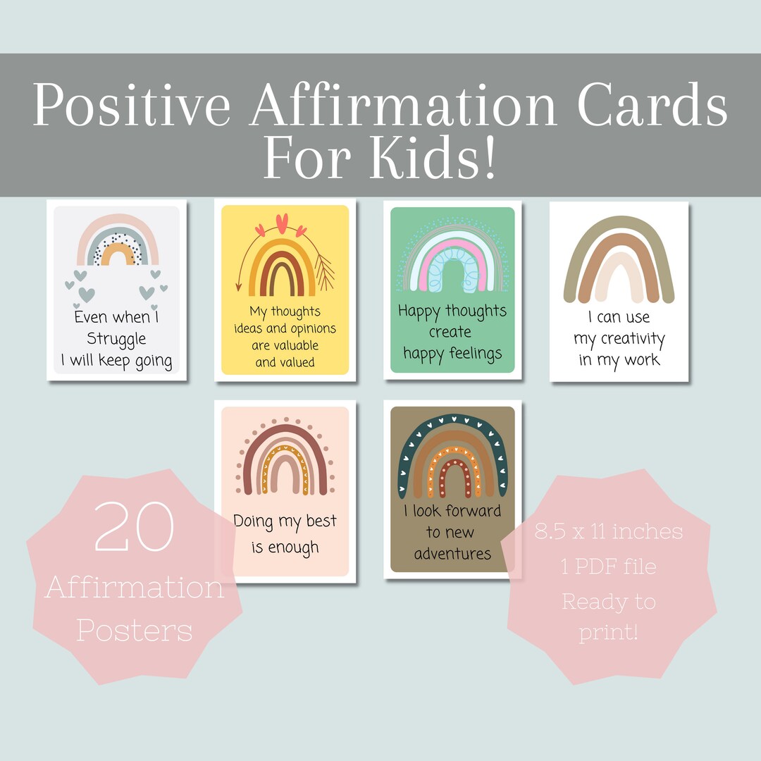 Affirmation Station 20 Affirmation Cards for Kids Room and Nursery ...