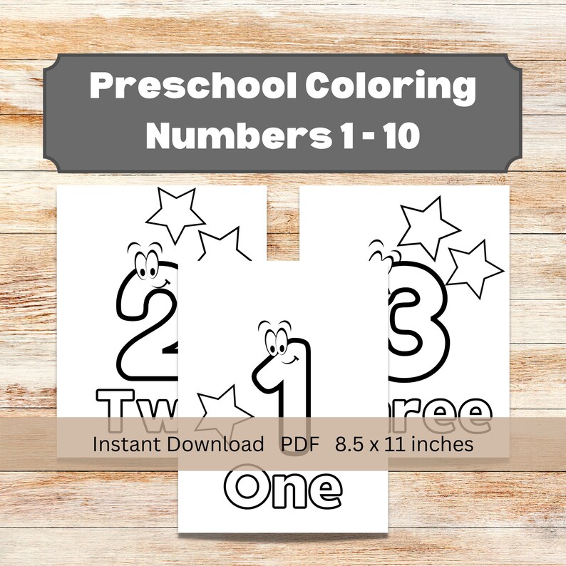 1 10 Numbers Printable Coloring Page Worksheets for - Etsy