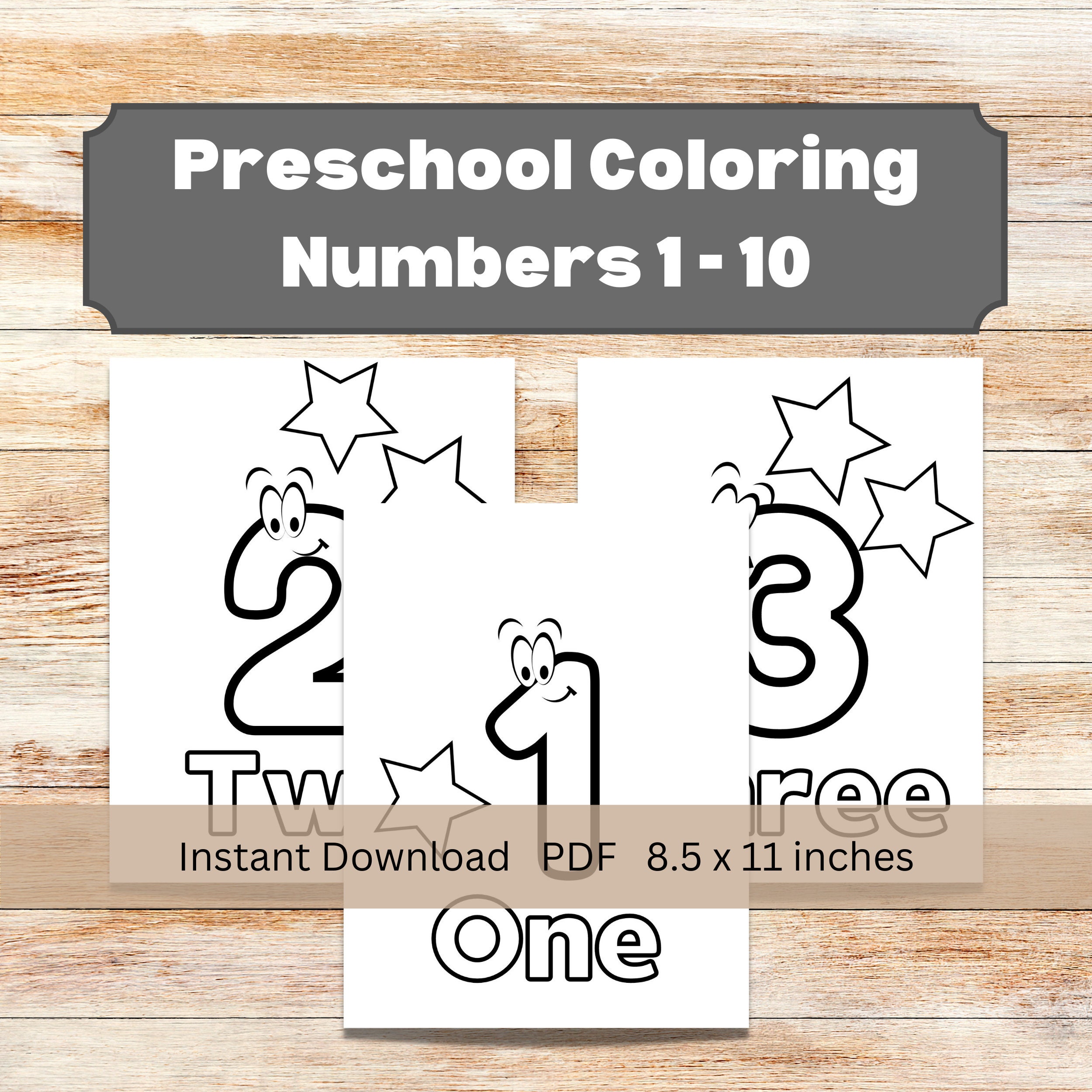 1 10 Numbers Printable Coloring Page Worksheets for - Etsy