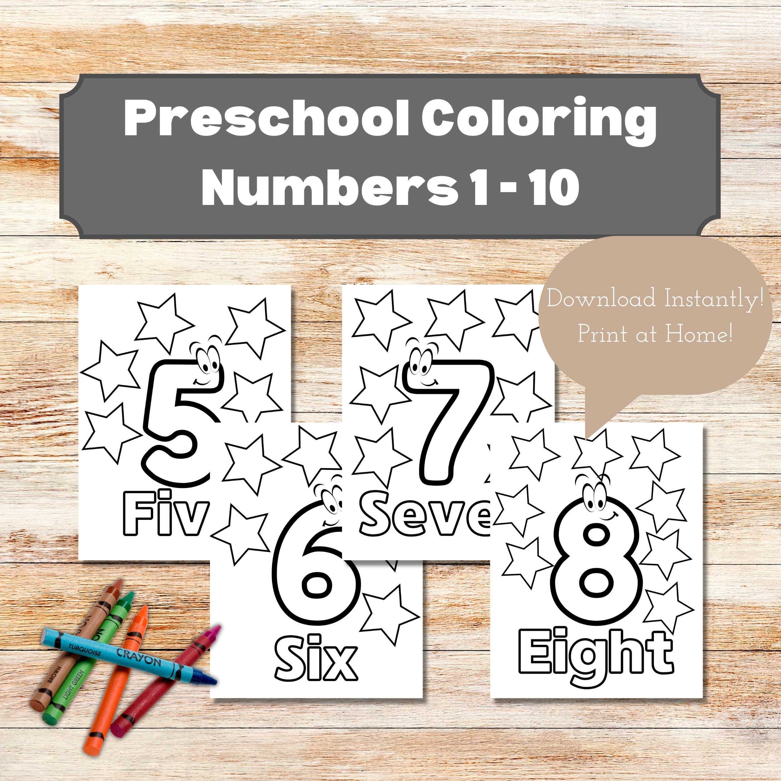 1 10 Numbers Printable Coloring Page Worksheets for - Etsy