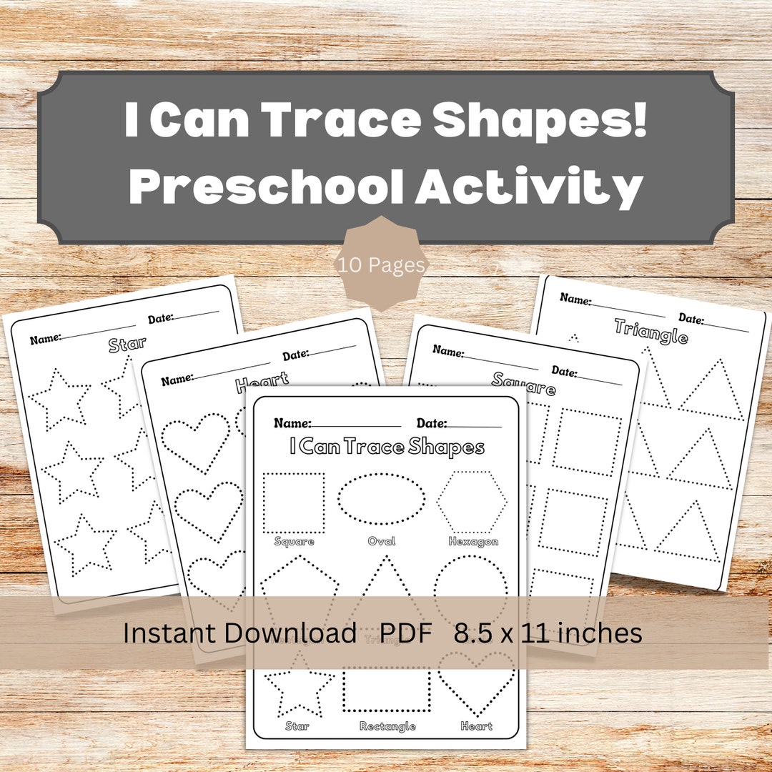 I Can Trace Shapes Activity for Kindergarten or Preschool Learn at Home ...