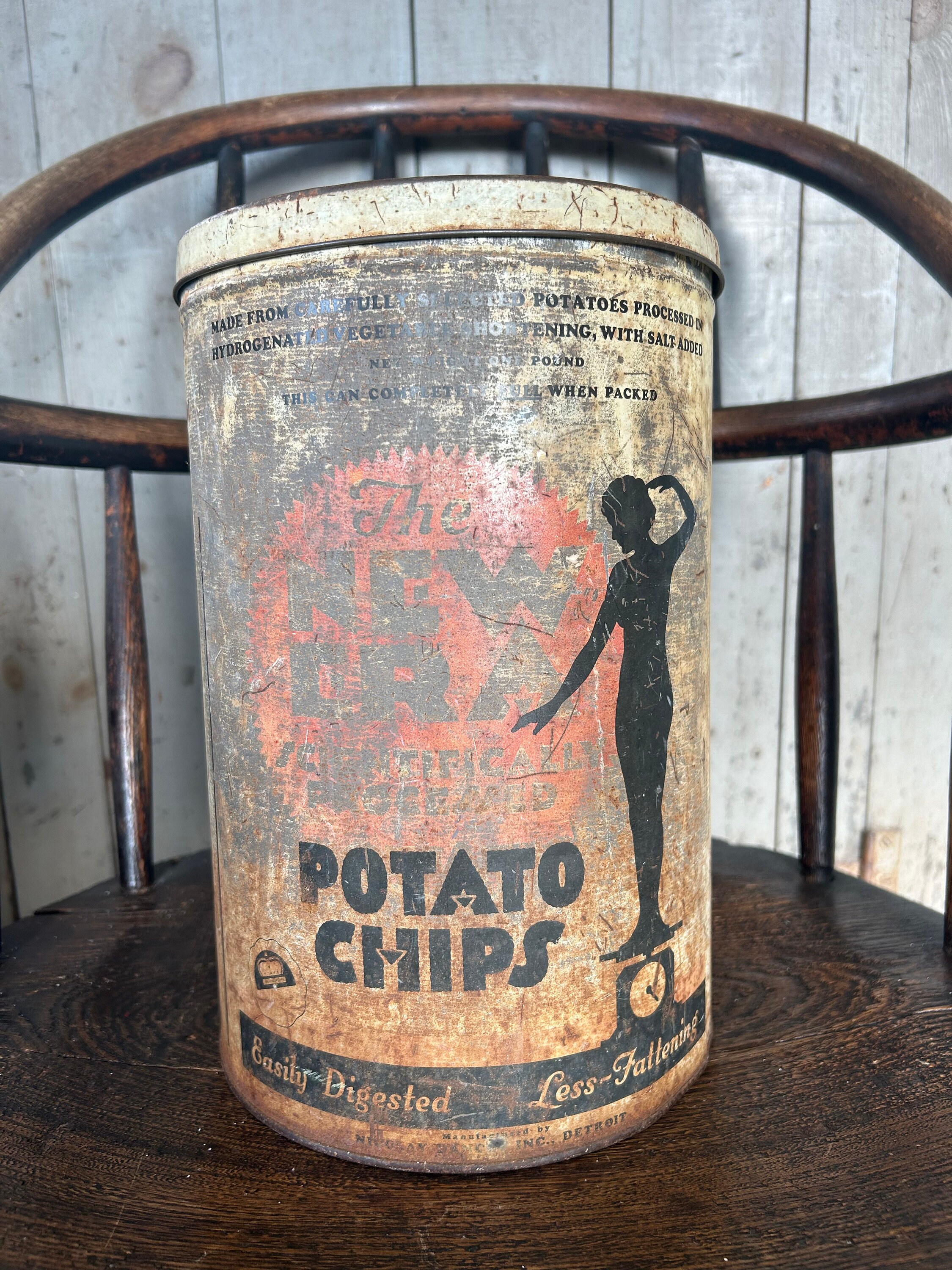 Vintage New Era Potato Chip Tin With Lid - Etsy