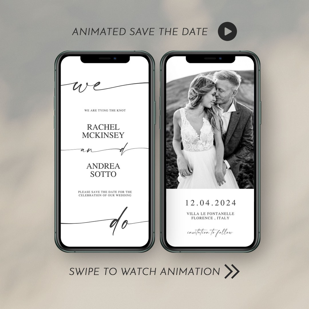 Animated Wedding Invitation With Music Digital Wedding - Etsy UK