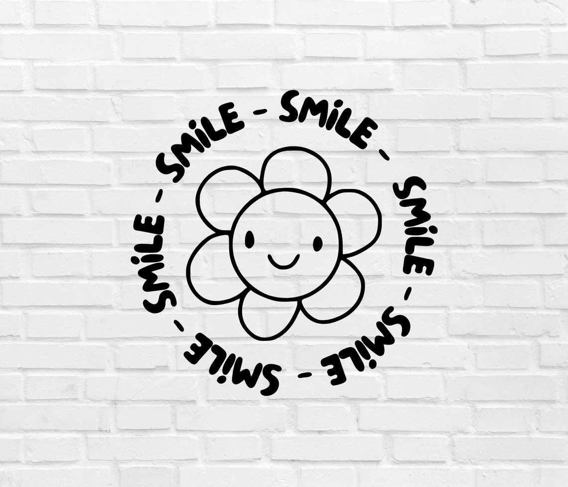 Smile SVG Flower Svg Cute Drawing Svg Flower Clip Art Sign - Etsy