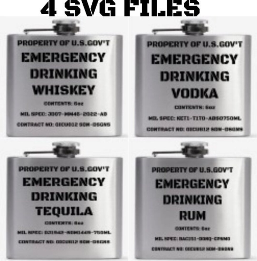 Emergency Drinking Flask Svgs - Etsy